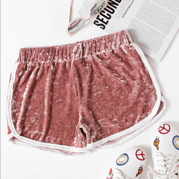 Team Twice Chic | Shorts | Rose Rose Velvet Shorts W White Piping ...